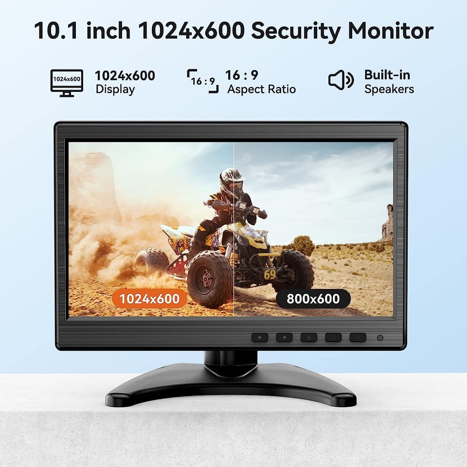 10.1 inch Monitor 1024x600 LCD IPS HDMI Monitor 10 inch Security CCTV ...