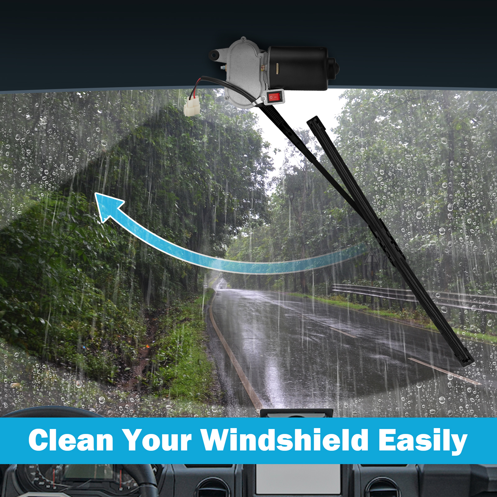 UTV 12V Electric Windshield Wiper Motor Kit for Honda Pioneer 1000 | eBay