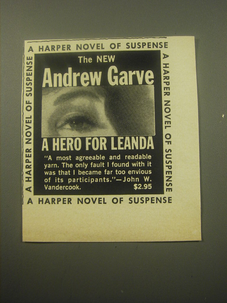 1959 Harper Book Advertisement - A Hero for Leanda by Andrew Garve | eBay