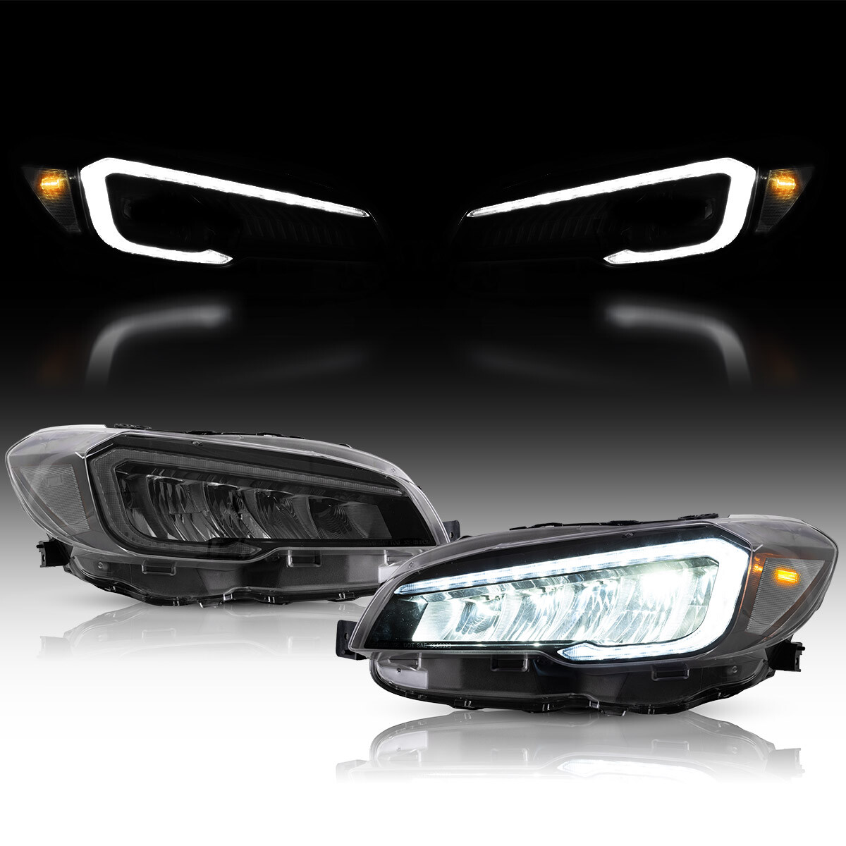 VLAND Clear Reflector LED Headlights For Subaru WRX STI Sequential ...