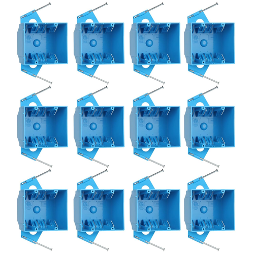 XIUTE (Pack of 12) Plastic Electrical Box, Blue Outlet Box, Double Gang ...