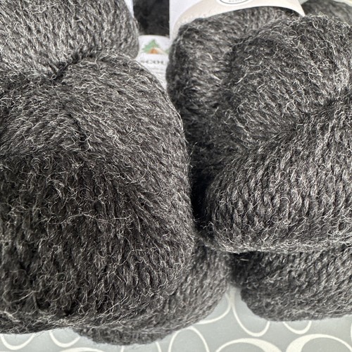 KELBOURNE WOOLENS -SCOUT YARN Lot Of 7 CHARCOAL HEATHER 100% WOOL 100G ...