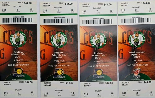 4 x Ticket Stubs Boston Celtics VS Miami Heat, Indiana Pacers 2001 | eBay