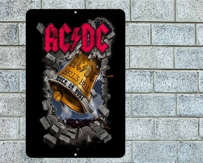 AC DC Hells Bell Sign Aluminum Metal 8"x12" Garage Man Cave Classic Rock Concert | eBay