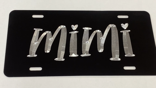Engraved Mimi Grandma Car Tag Diamond Etched on Pink Metal License ...