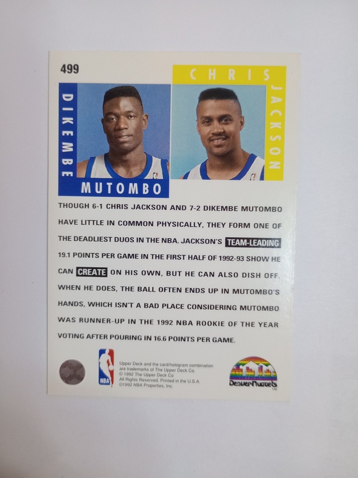1992 Upperdeck Dikembe Mutumbo/Chris Jackson Trading Card | eBay