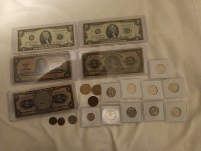 Vintage World Foreign Coin Currency Lot Paper Money Mixed Old Coins $2 ...