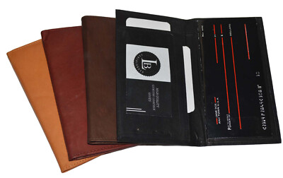 Men Women GENUINE LEATHER Brown Burgundy Black Tan Checkbook Cover ...