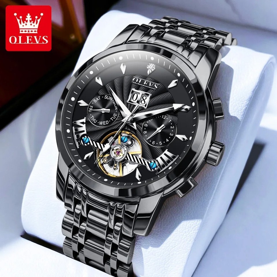 Automatic Mechanical Waterproof Watch Luxury Skeleton OLEVS Men's Men ...