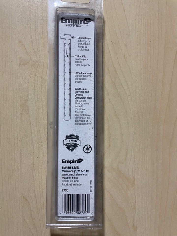 Empire 6” Stainless Steel Pocket Rule # 2730 | eBay