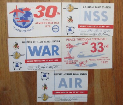 (5) Vintage QSL cards - Military / Armed Forces related stations WAR ...