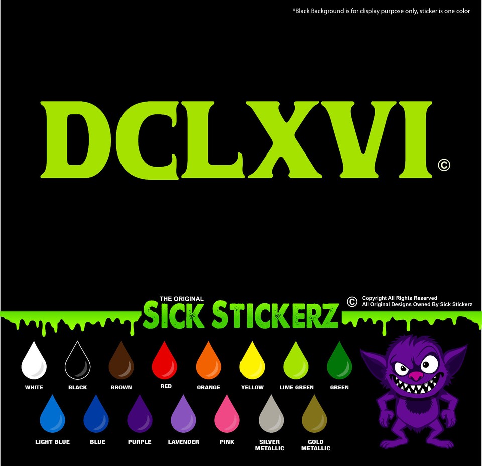 666 Roman Numerals Sticker Decal Satan Hell Evil Emo Goth Car Toolbox ...