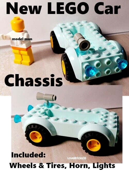 New LEGO Car Set BUILD Aqua Yellow Wheels Horn Headlights Unisex Girly ...