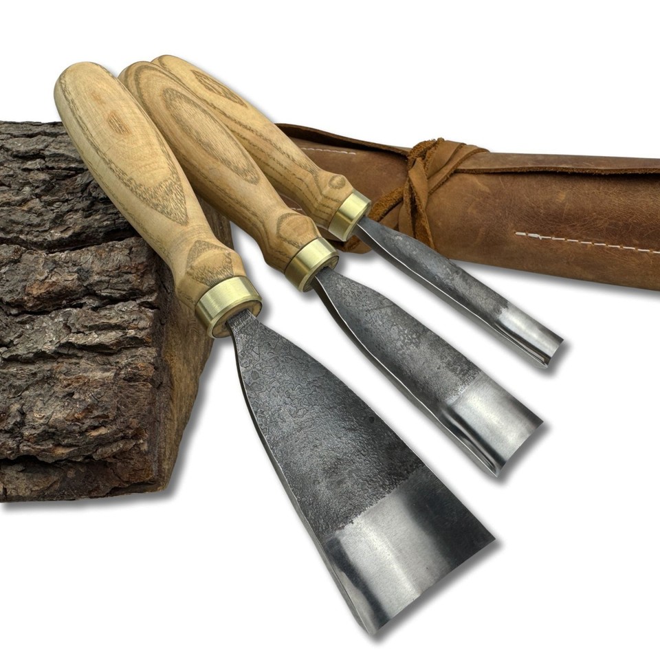 Wood Carving Gouges – Hand-Forged 52100 Steel Blades, Ash Handles ...