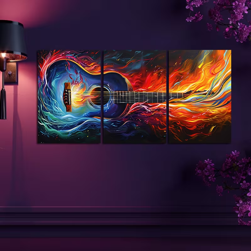 3pcs Wild and Unrestrained Guitar Wall Art Canvas Unframed/Framed | eBay