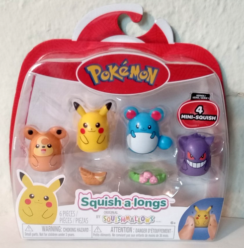 1 BRAND NEW Pokémon Mini Squish A Longs Pikachu Eevee Snorlax Bellibolt ...
