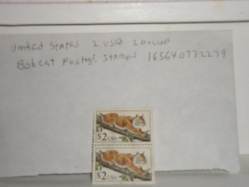 PAIR OF TWO USED 2 DOLLAR BOBCAT POSTAGE STAMP'S LOT H | eBay