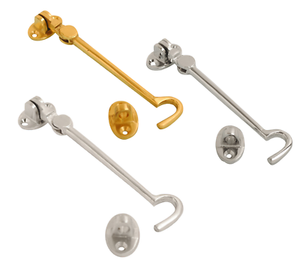 Cabin Hook & Eye Silent Pattern Hook Hold Back Gate or Shed Door Brass or Chrome | eBay