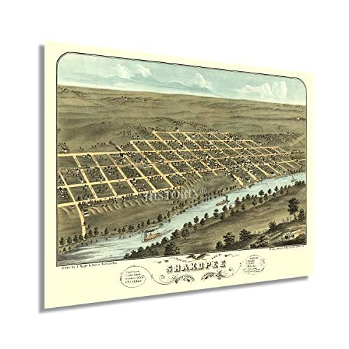 1869 Shakopee Minnesota Map Poster - History Map of Shakopee Wall Art ...