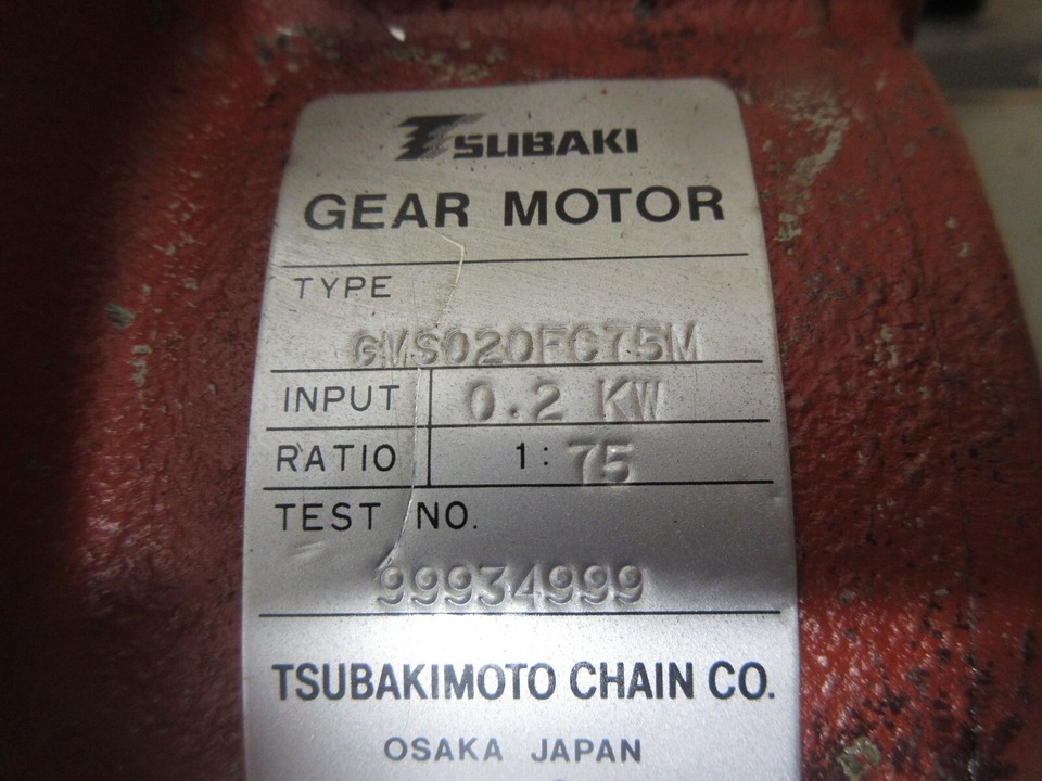 MITSUBISHI TSUBAKI SUPER LINE GEAR MOTOR 0.2KW GMS020FC75M SF-JRF ...