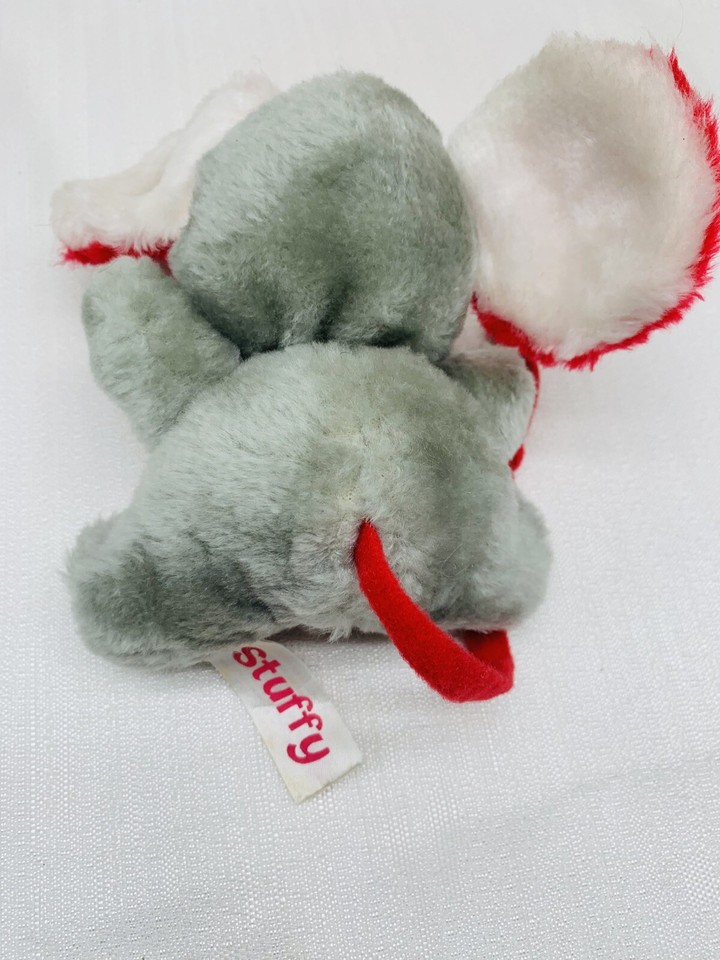 Russ Stuffy Christmas Mouse Gray Red Stuffed Animal Vintage Korea Shell ...