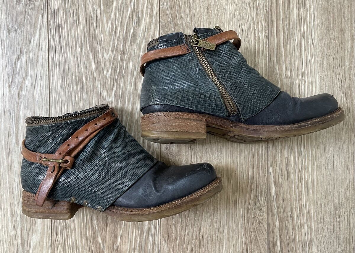 A.S. 98 AS98 Womens Leather Green Blue Aqua Biker Ankle A.S. 98 AS98 Womens Leather Green Blue Aqua Biker Ankle