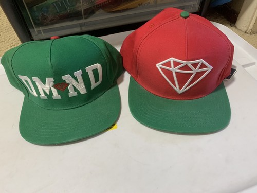 Lot Of 2 New Diamond Supply Co. Logo Rock Snapback Hat Cap Red/Green ...