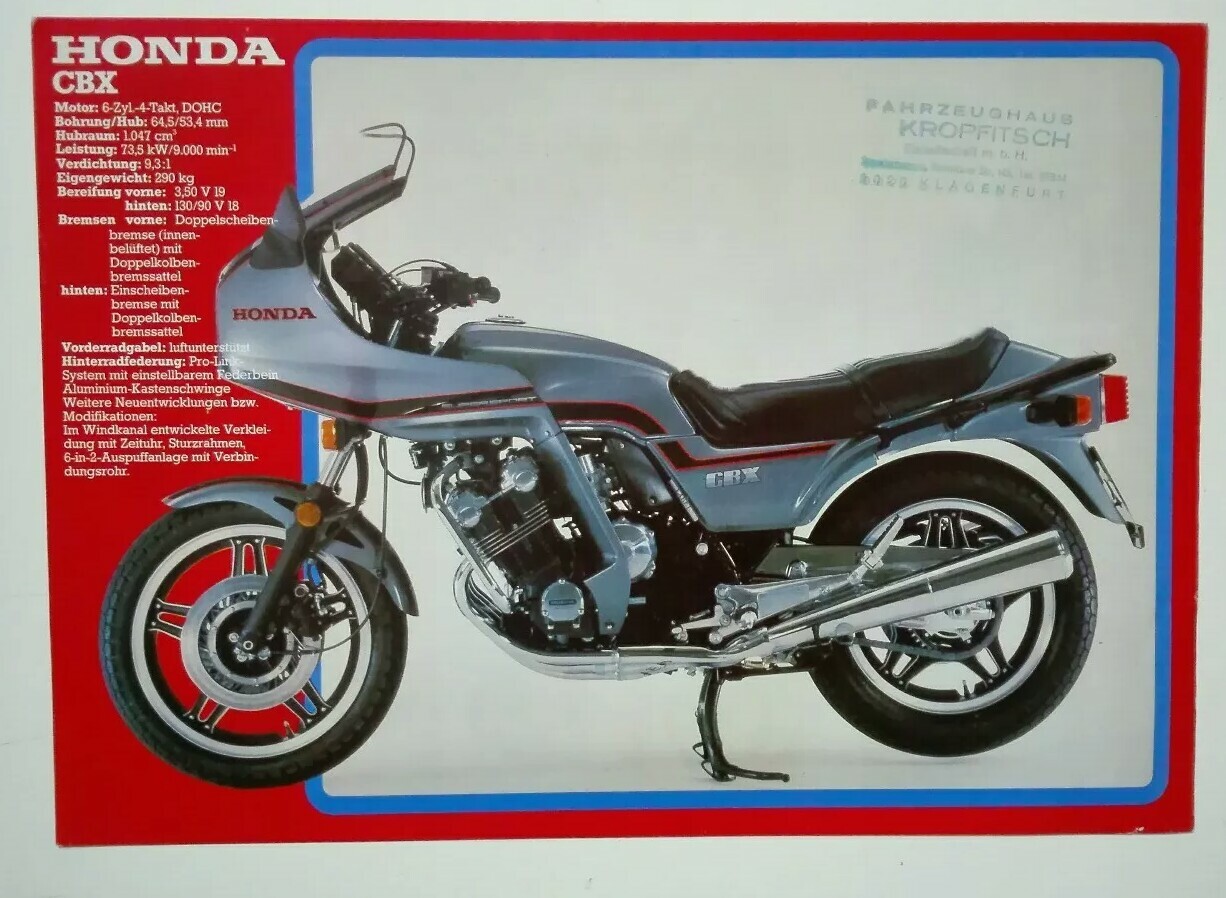 Honda Cbx 1000 Pro Link De 1981 Deutsche Prospectus Catalogue Brochure