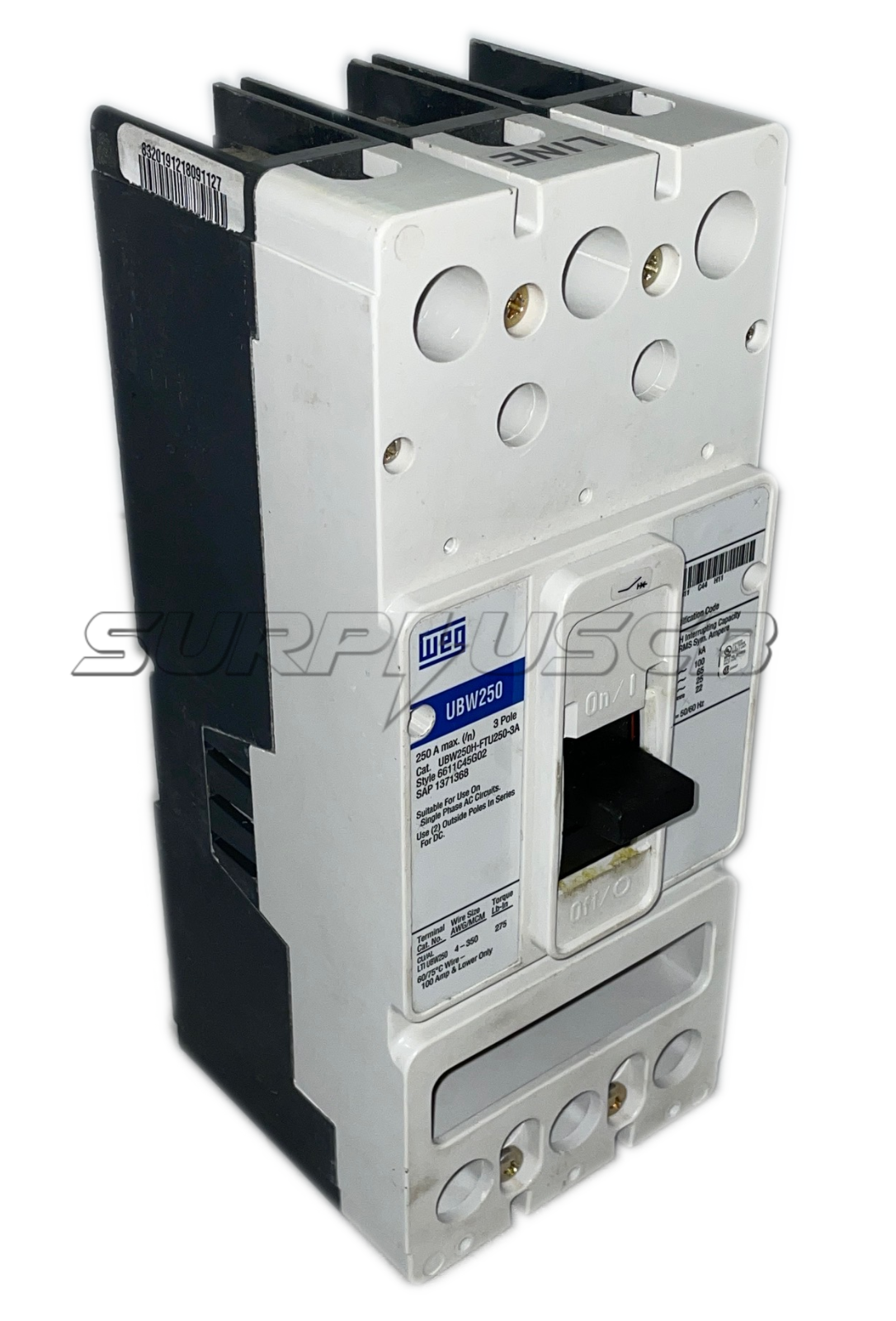 WEG UBW250H-FTU250-3A Circuit Breaker (Frame Only), 3-Pole, 250 Amp ...