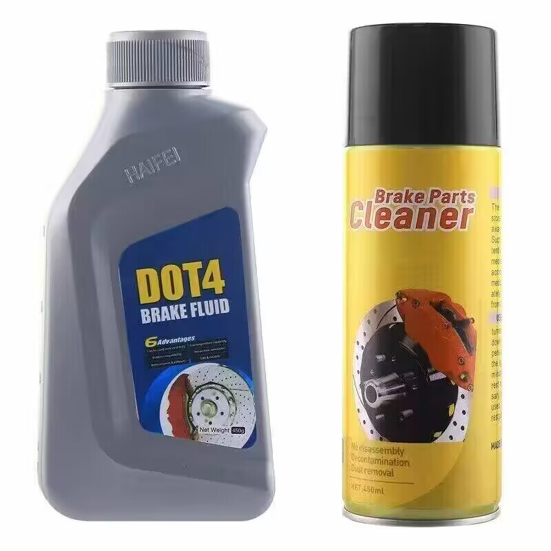 4pc Set 15oz Dot-4 Brake Fluid 450ml Brake Cleaner Spray Brake Pad ...