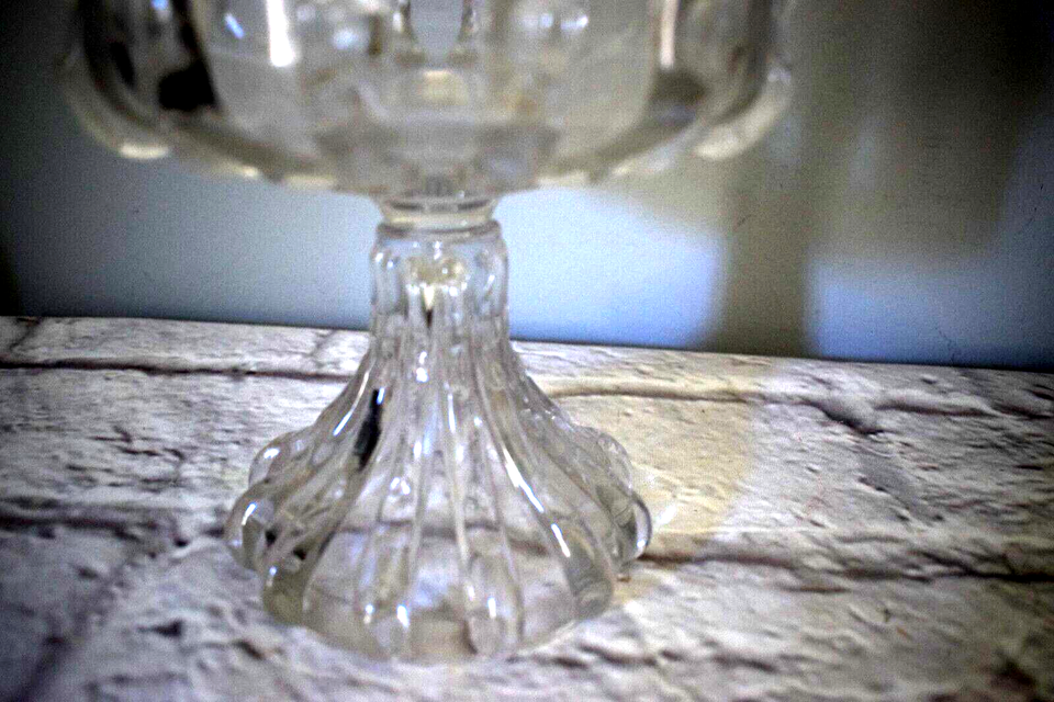 EAPG Large Broken Column Rattan Covered Compote 13" Tall Antique Glass ...