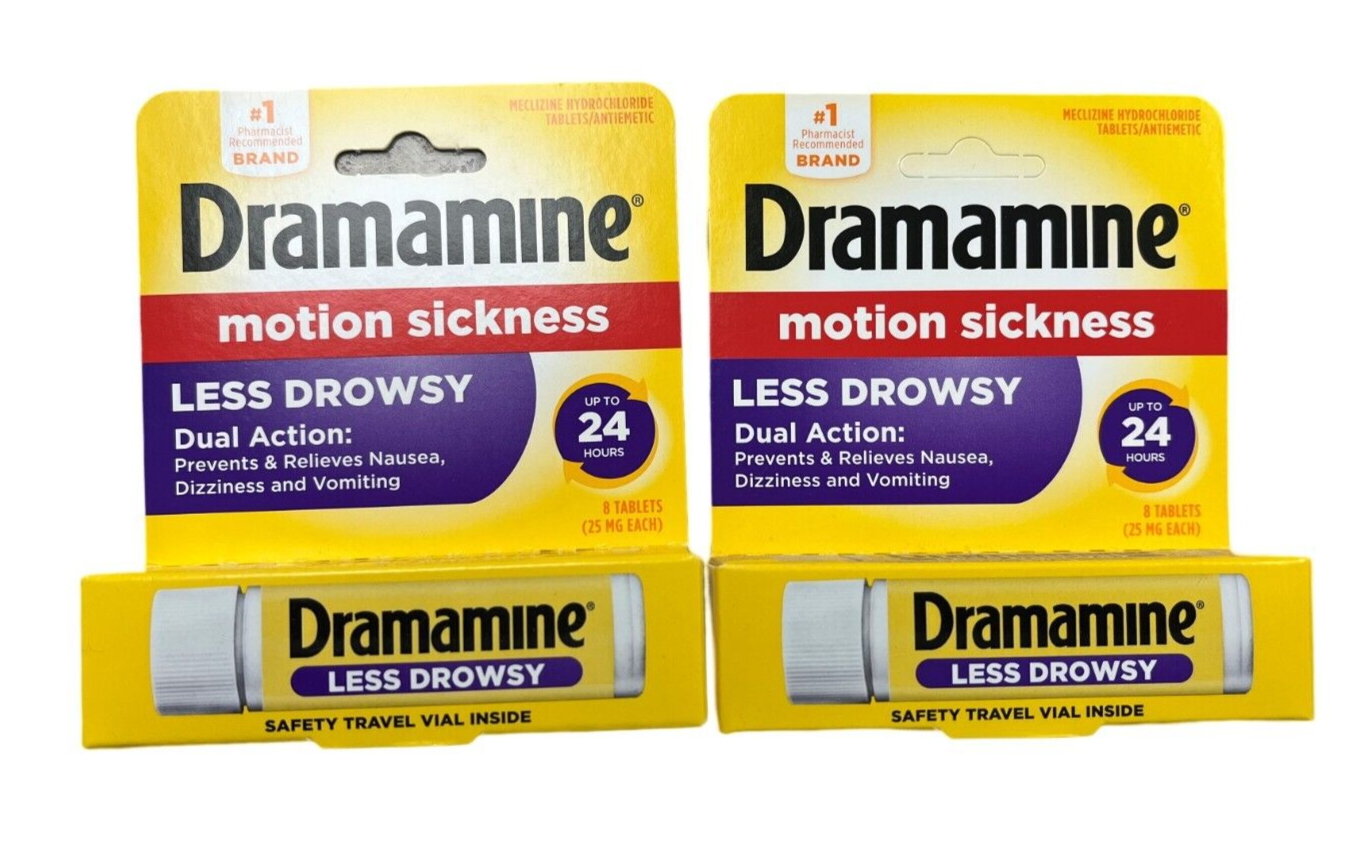 Dramamine Less Drowsy Formula Tablets 8ct ( 2 tubes )*** 831248001982| eBay