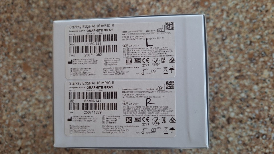 Starkey Edge A1 16 mRIC Hearing Aids *USED* Color Silver BTE With ...