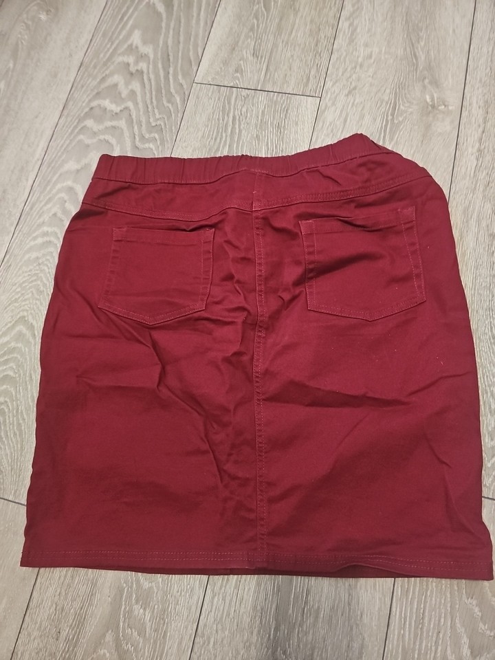 Maroon Skirt With Elastic Waist Band | eBay UK