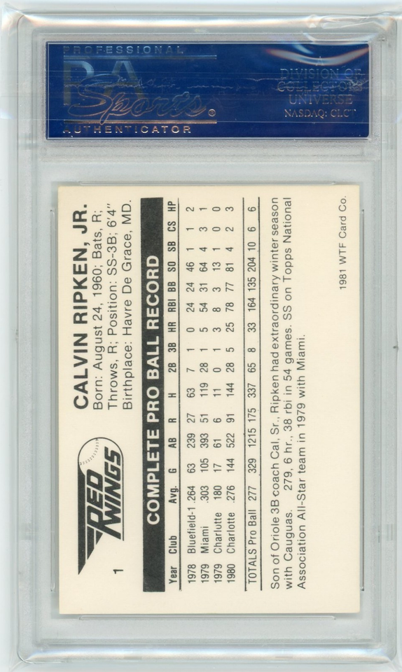 1981 WTF Cal Ripken Jr. #1 PSA 8 RC Minors Rare Red Wings | eBay