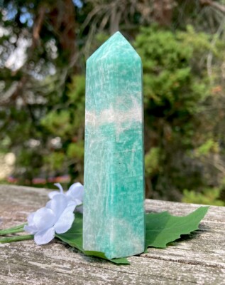 109.8g NATURAL SOFT GREEN AMAZONITE MINERAL CRYSTAL HEALING WAND Reiki ...