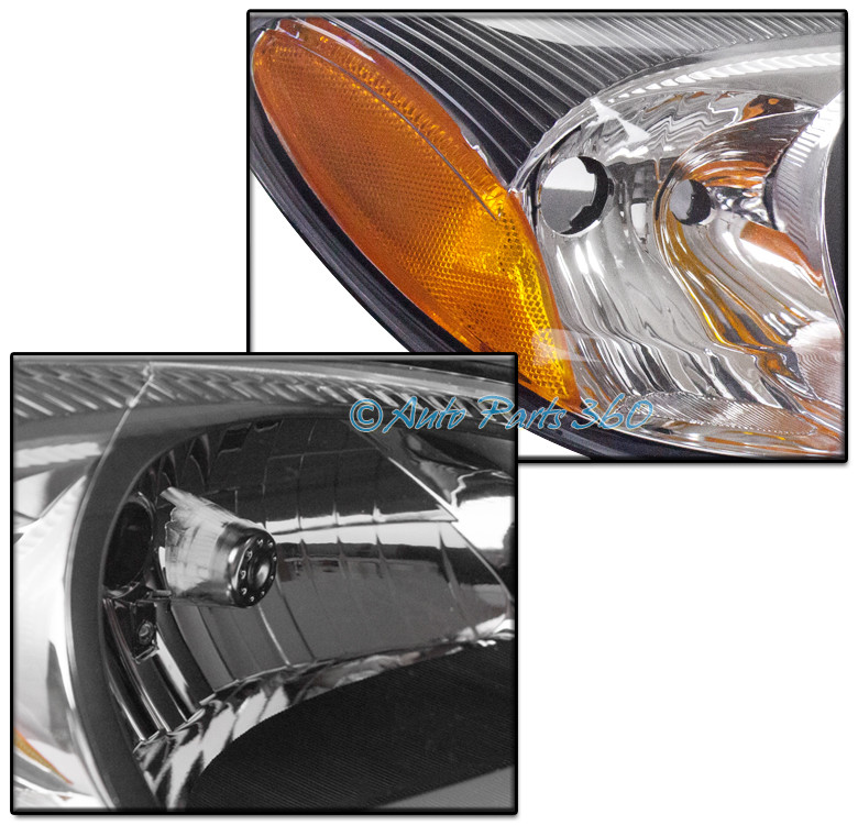FOR 00-07 FORD TAURUS HEADLIGHTS LAMP BLACK LEFT+RIGHT W/BLUE DRL LED+ ...