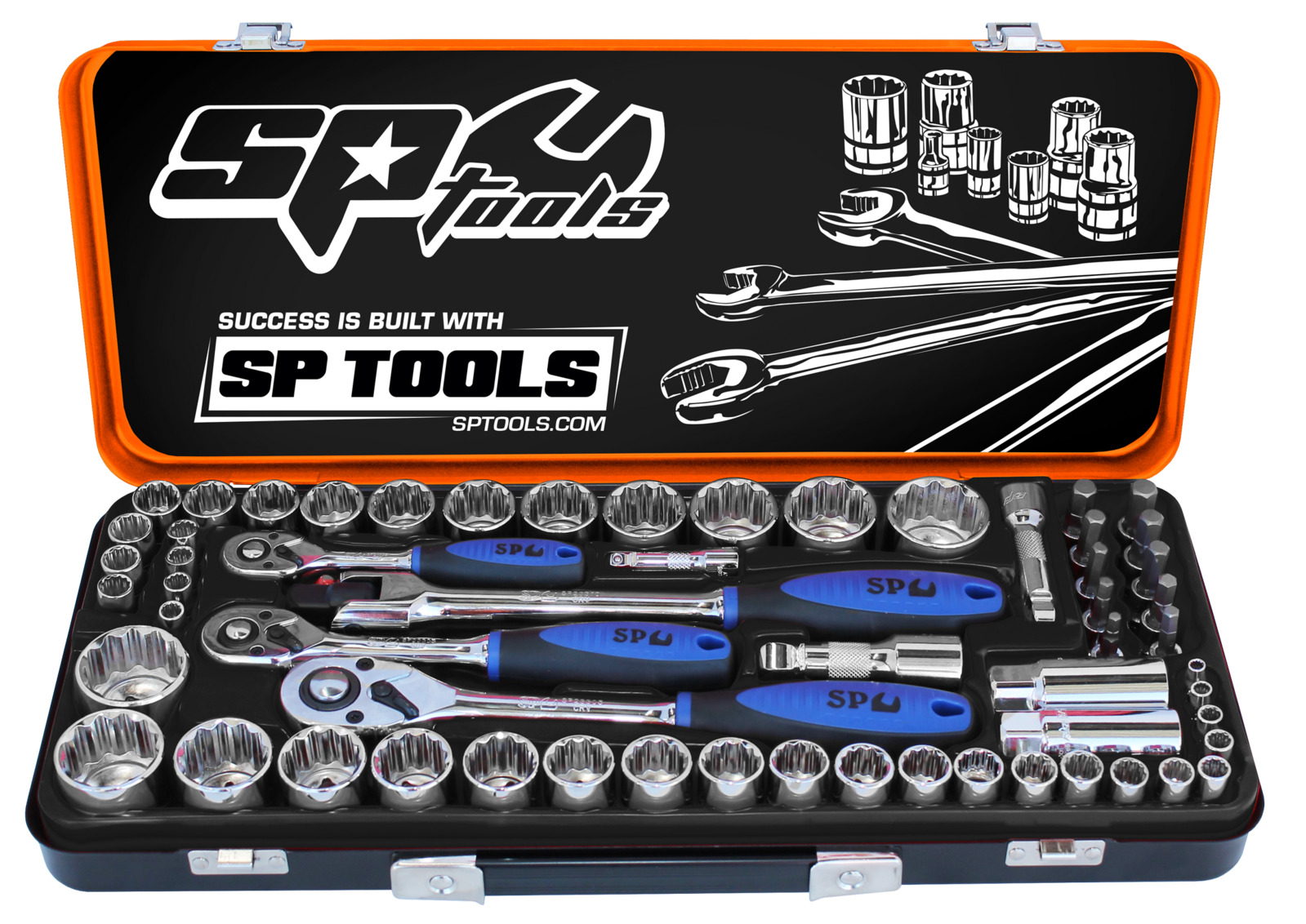 SP Tools Socket Set 1/4" -3/8" -1/2" Drive 12 Point 59 Piece Metric/SAE ...