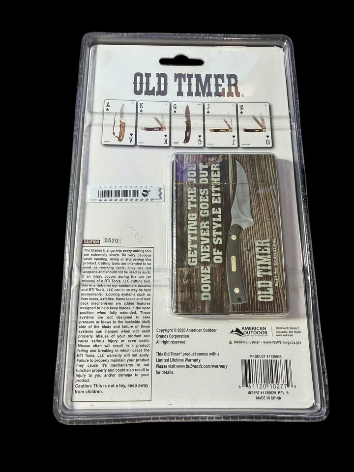 OLD TIMER Blazer/Card Combo Fixed Blade Knife Gut Hook Stainless Steel ...