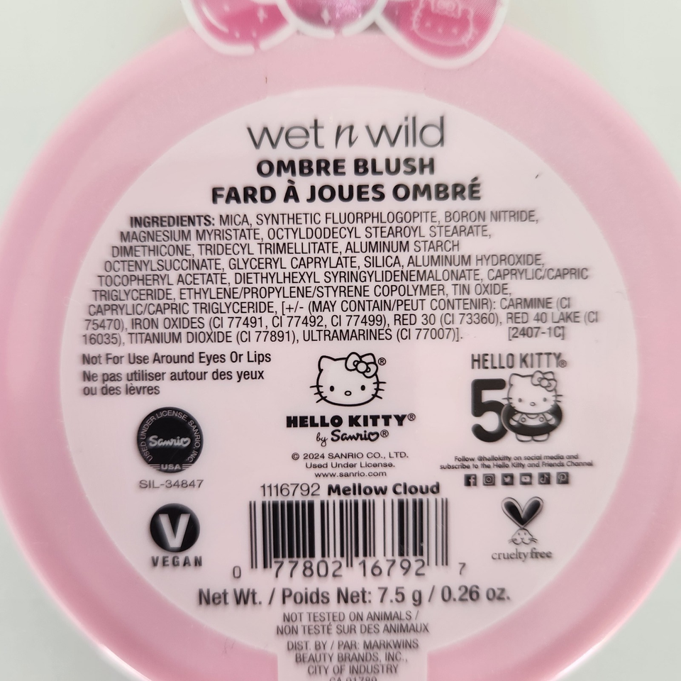 Wet n Wild Hello Kitty Ombre Blush Mellow Cloud 50th Anniversary ...