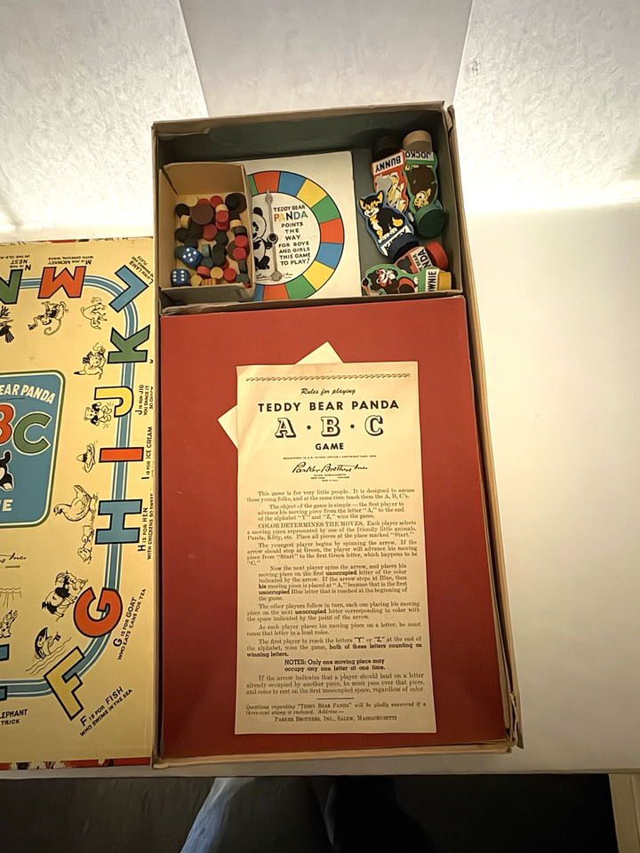 Vintage 1952 Parker Bros. Teddy Bear Panda ABC Game Complete | eBay
