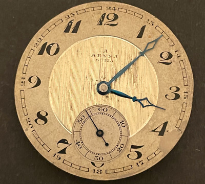 Antique Abysa Suiza Pocket Watch Movement Parts/Repair 12s 16j 39.8mm ...