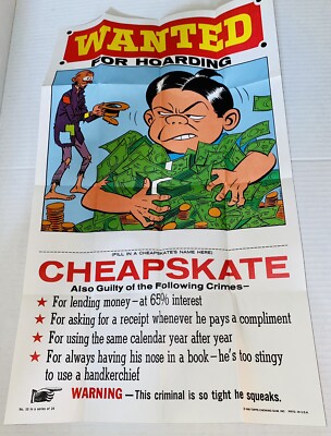 Vintage Topps Wanted Poster #10 CHEAPSKATE 1980 | eBay
