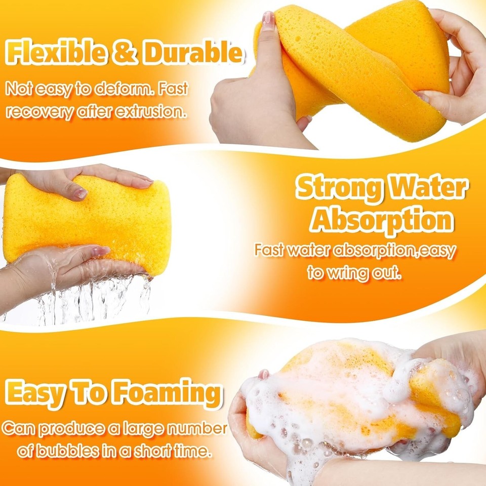 8 Pack All Purpose Foam Sponge Extra Large Grout Tile Car Wash Cleaning ...