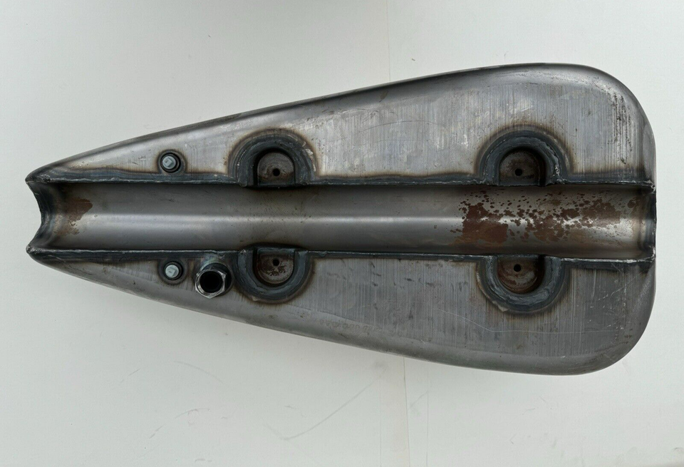 Kraft Tech Custom Stretched Raw Steel Gas Tank Harley Chopper w/ Cap ...