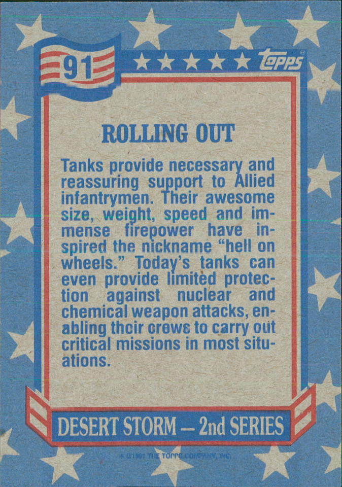 1991 Topps Desert Storm Trading Cards - #91 Military Tanks on the Move ...