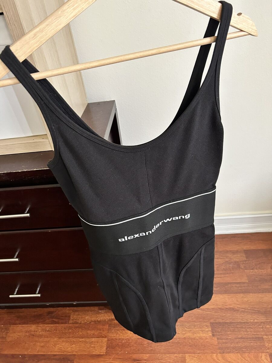 Alexander Wang Logo Elastic Waistline Mini Ribbed Bodycon Alexander Wang Logo Elastic Waistline Mini Ribbed Bodycon