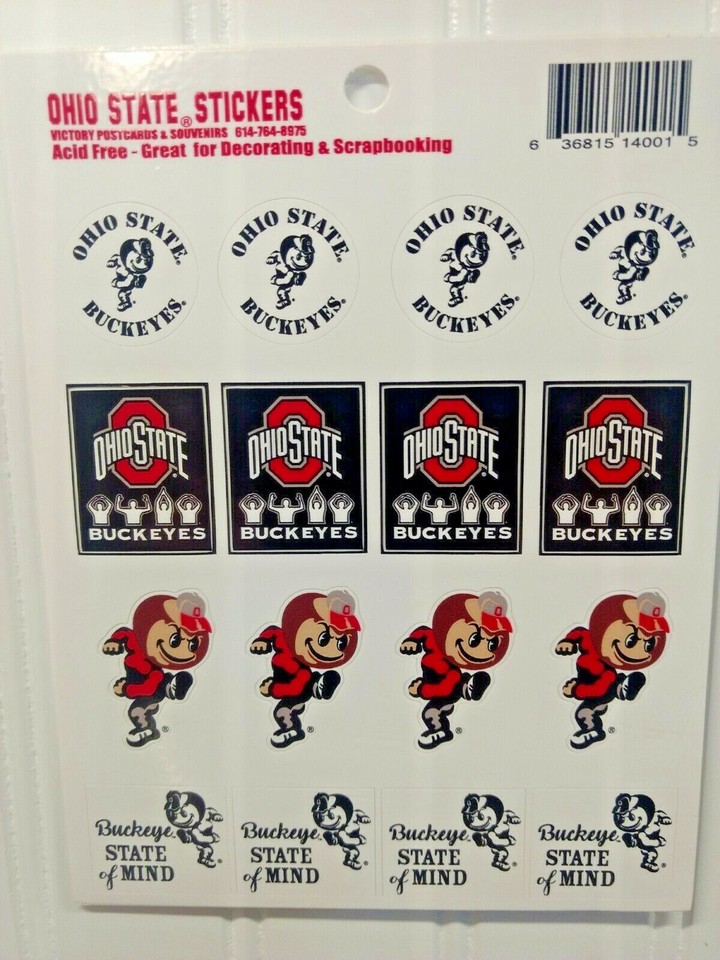 OHIO STATE BUCKEYES STICKERS 16 PC. PER 4.5"X5" SHEET SCRAP BOOKING ...