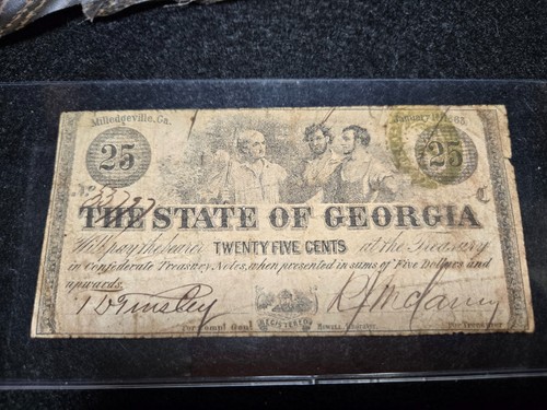 1865 Confederate State of Georgia Twenty Five Cent Paper Note | eBay