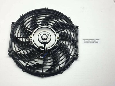 12 INCH 12 V BLACK ELECTRIC COOLING FAN PERFORMANCE THERMO FAN 12-VOLT ...